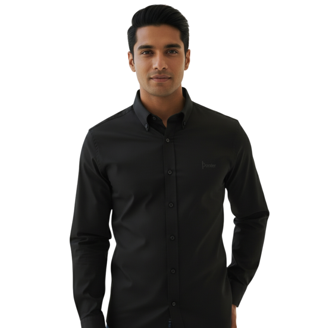 PS007 Long Sleeve Button Down Shirt - Black – Pointer International