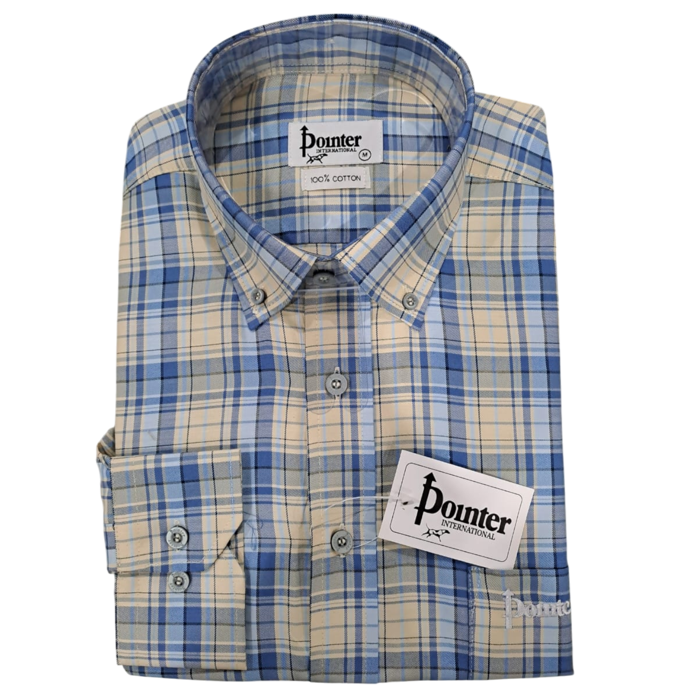PS001 Check Long Sleeve Button Down Shirt - Blue – Pointer International
